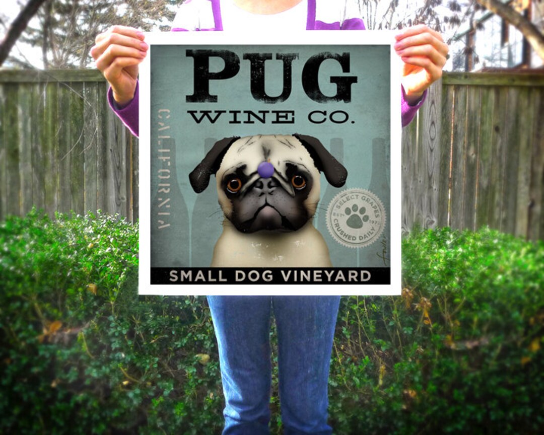 PUG Wine Company Original Illustration Graphic Artwork Giclee Archival ...