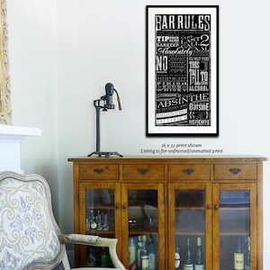 Bar Rules Typography Graphic Art Giclee Signed Print by Stephen Fowler ...