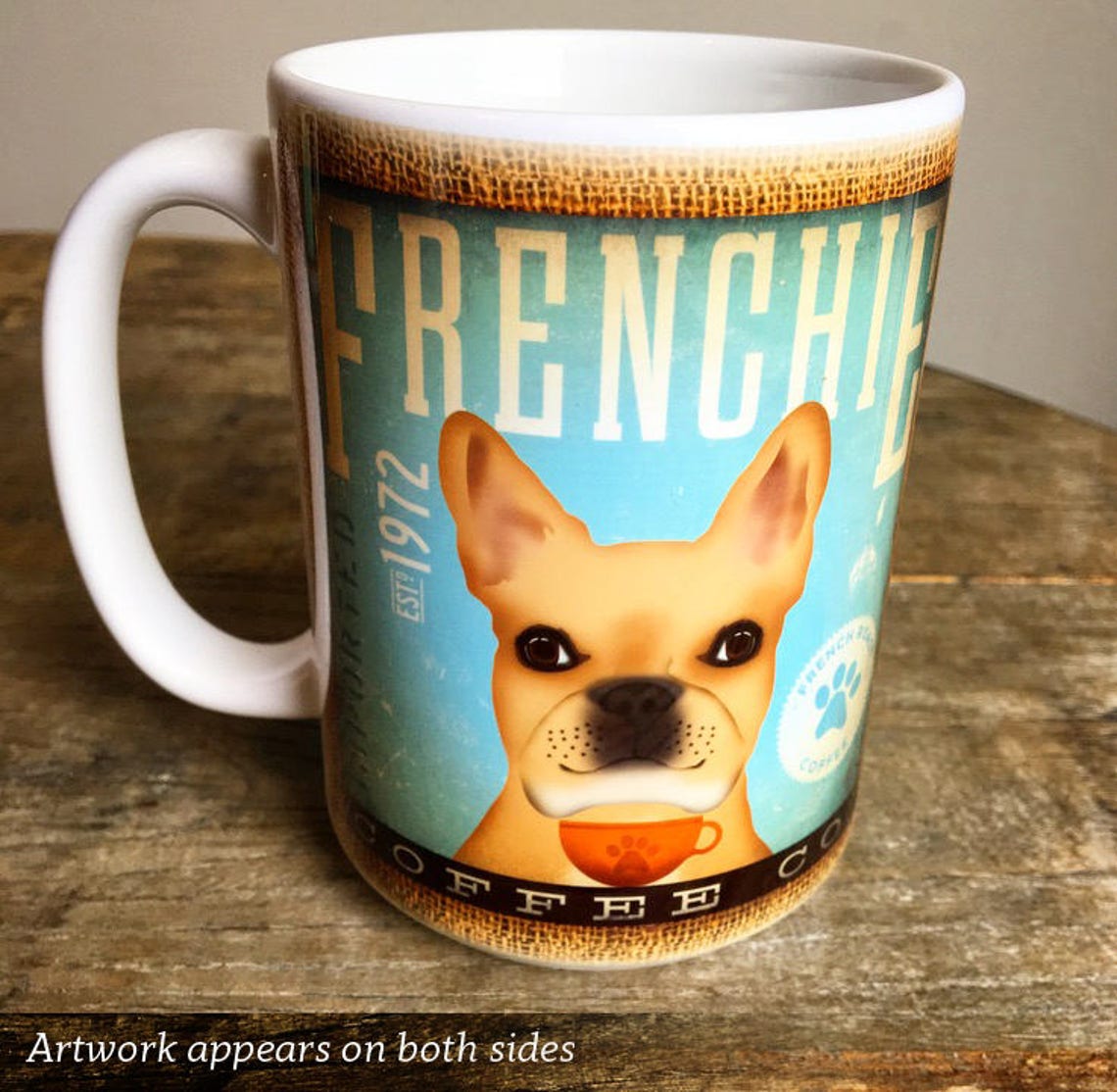 Frenchie French Bulldog Dog Coffee Company Graphic Art MUG 15 - Etsy UK