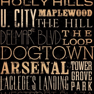 Saint Louis Typography Graphic Word Art Giclee Signed Archival Print by ...