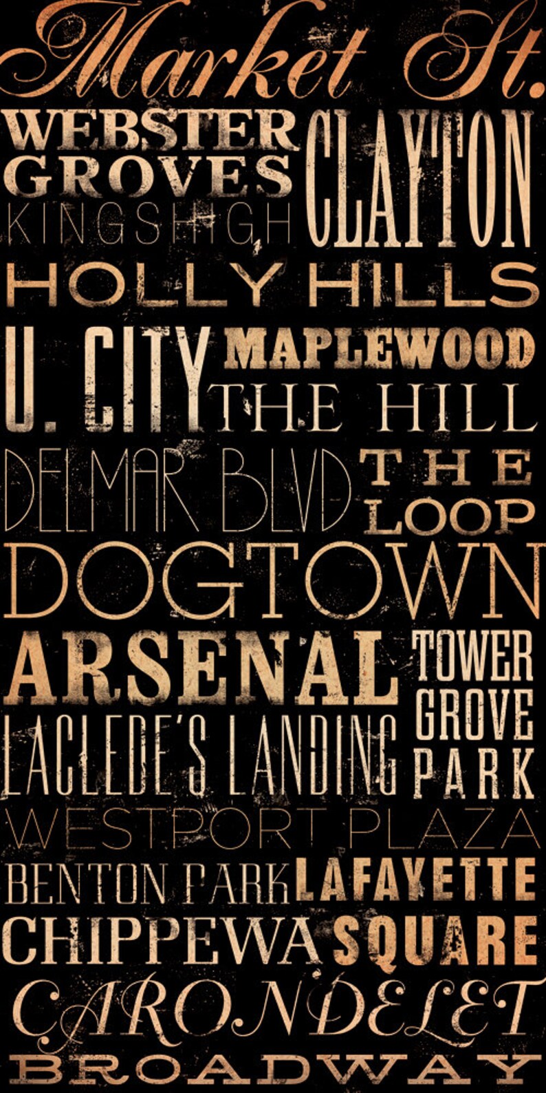 Saint Louis Typography Graphic Word Art Giclee Signed Archival Print by ...