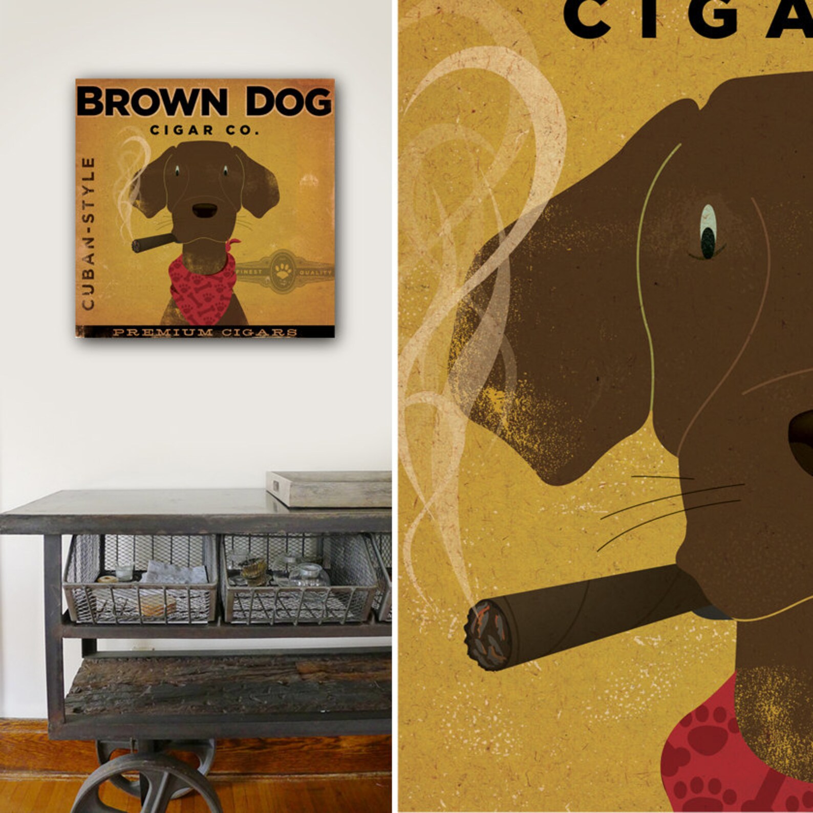 BROWN DOG Lab Company Chocolate Labrador Illustration Art - Etsy