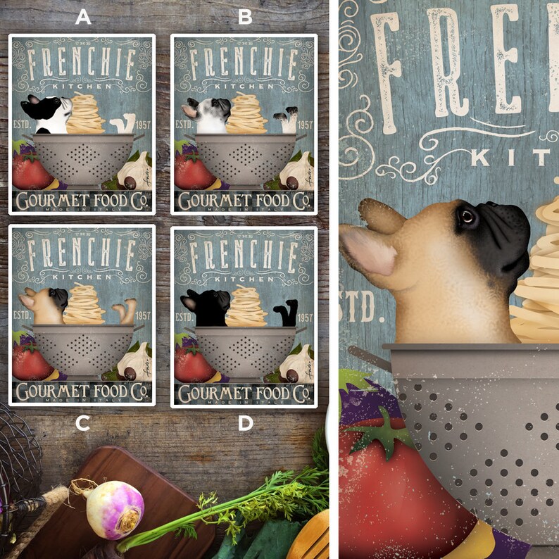 Frenchie French Bulldog Dog Kitchen Artwork Chef Cooking Dog - Etsy