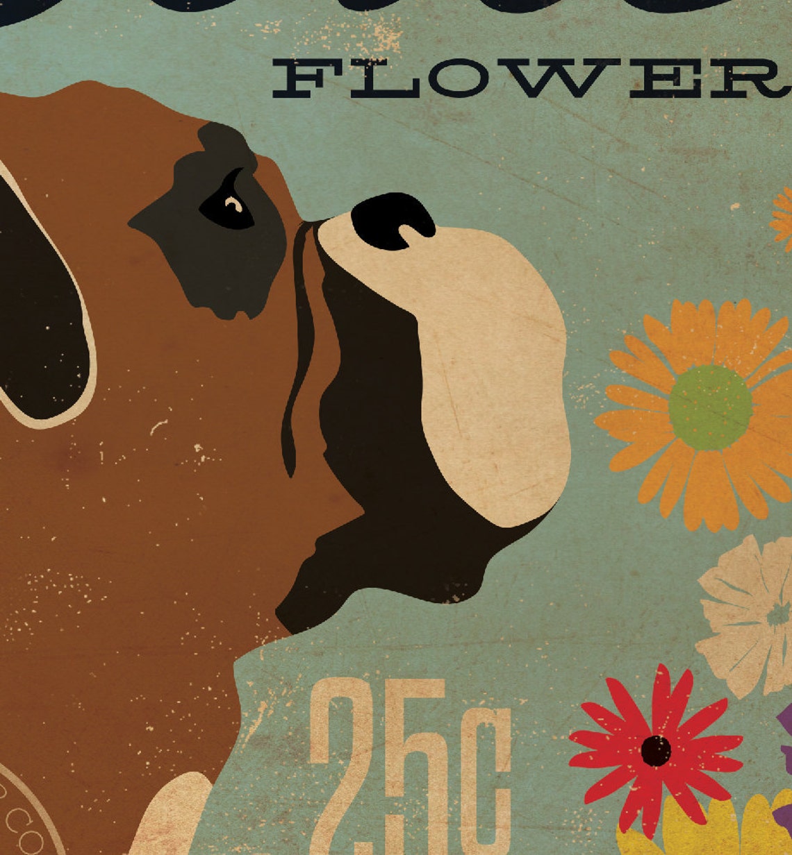 Boxer Flower Company Original Graphic Illustration Giclee - Etsy