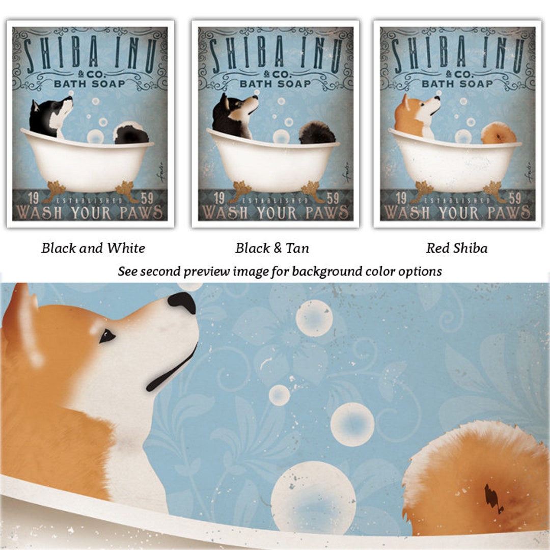 Shiba Inu Bath Soap Vintage Art Print: Signed Giclee - Etsy