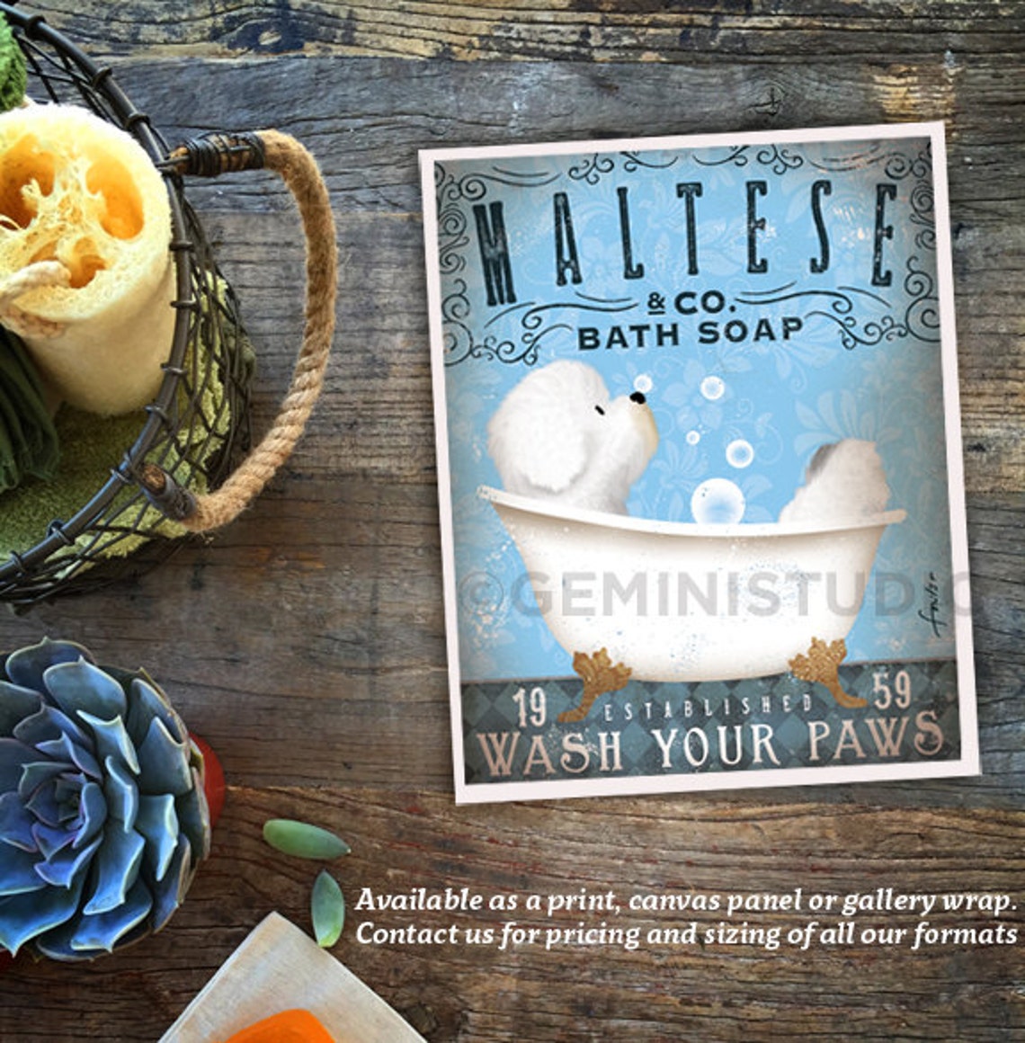 Maltese Dog Bath Soap Company Vintage Style Artwork by Stephen Fowler ...