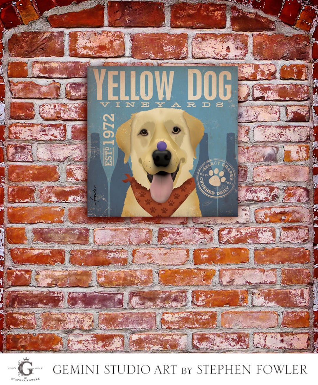 Yellow Dog, Lab, Labrador, Wine, Winery, Vineyard, Wino, Bar Art ...