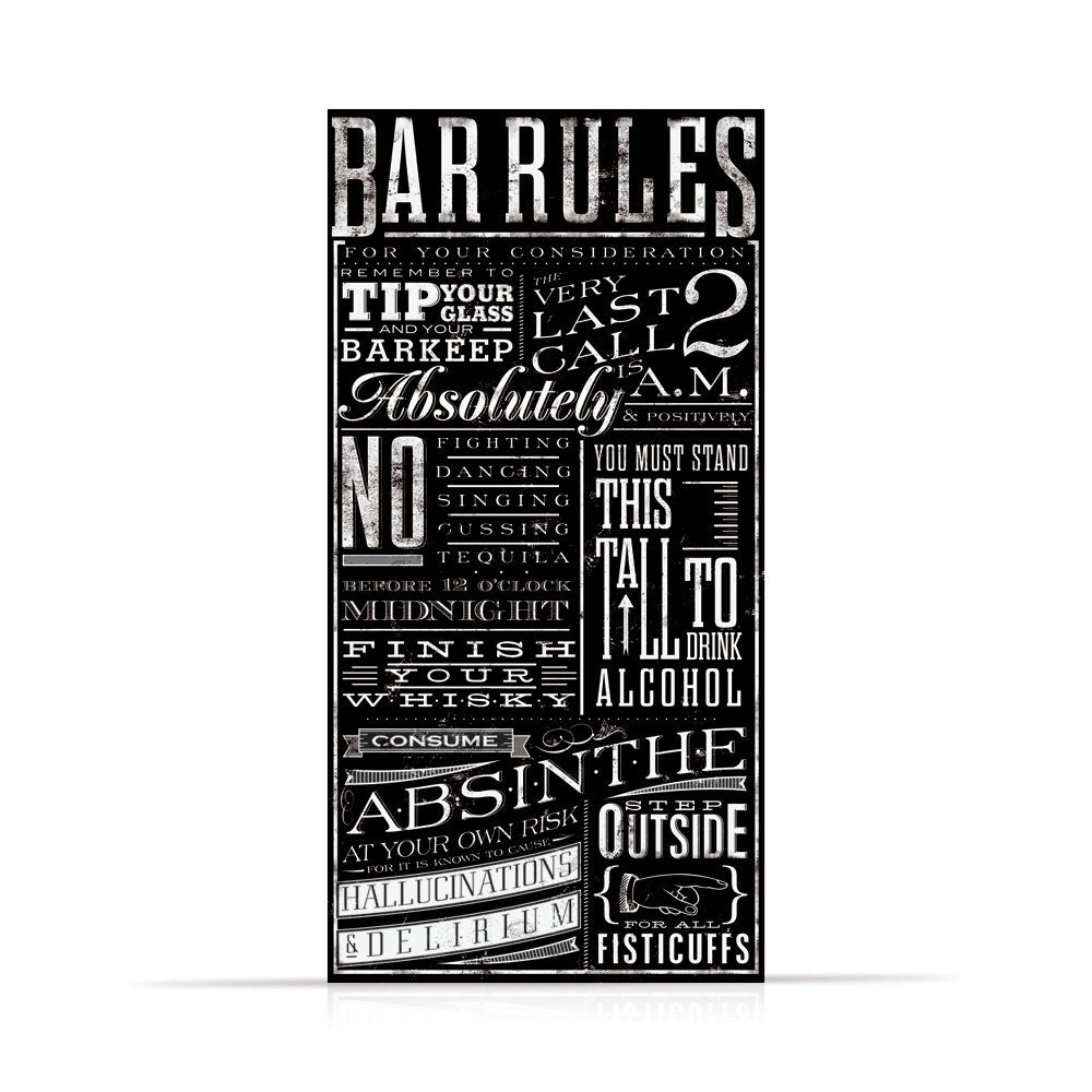 Bar Rules Typography Graphic Art Original Design by Stephen | Etsy