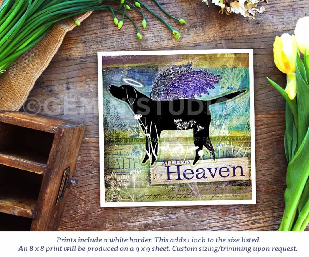 All Dogs Go to Labrador Lab Dog Heaven Artwork Illustration Giclee ...