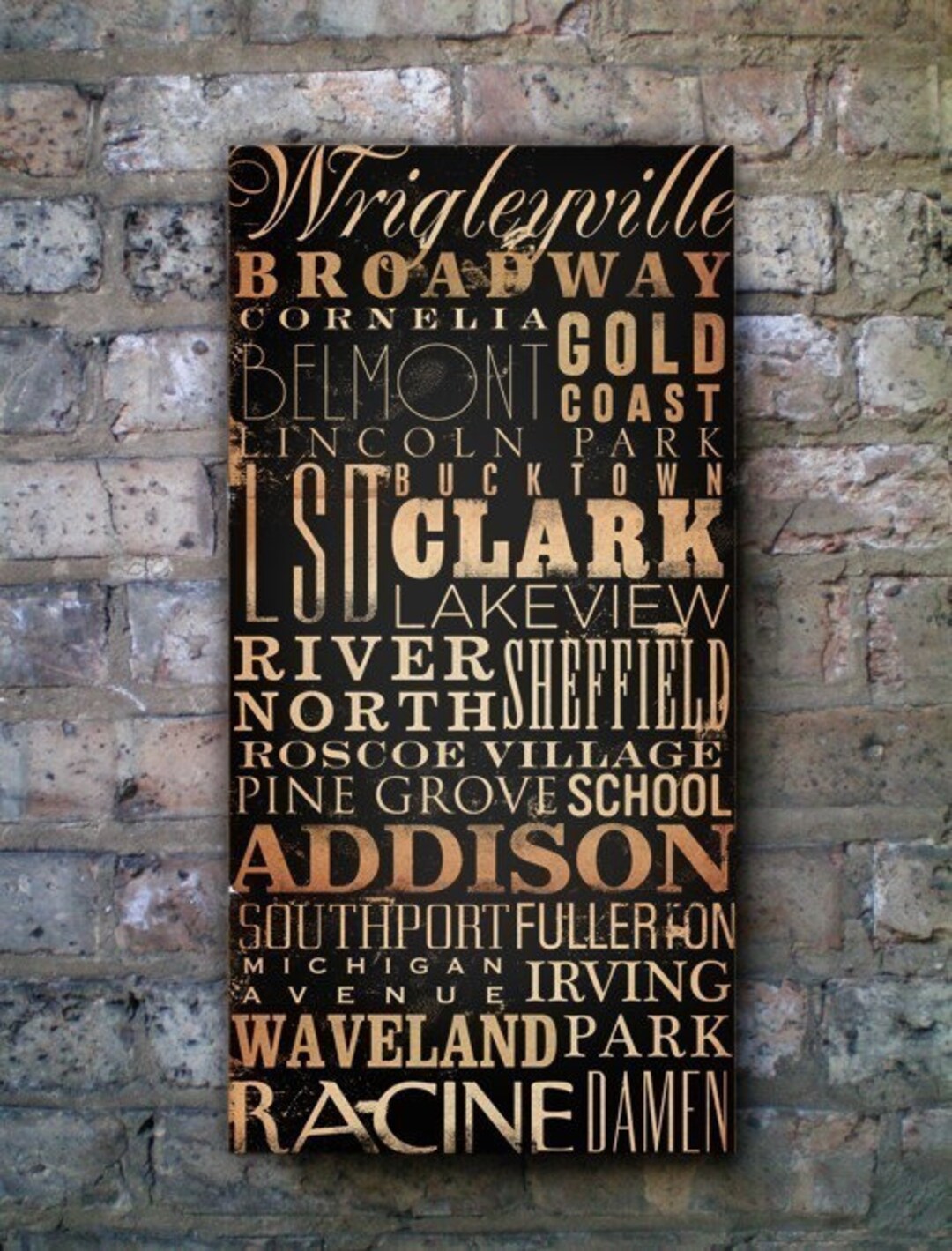 Chicago Streets and Neighborhoods Typography Graphic Word Art on ...