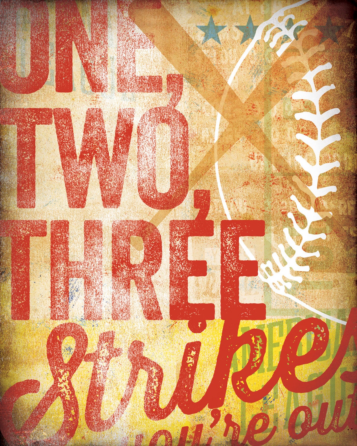 Three Strikes You're Out Baseball Art Giclee Archival - Etsy