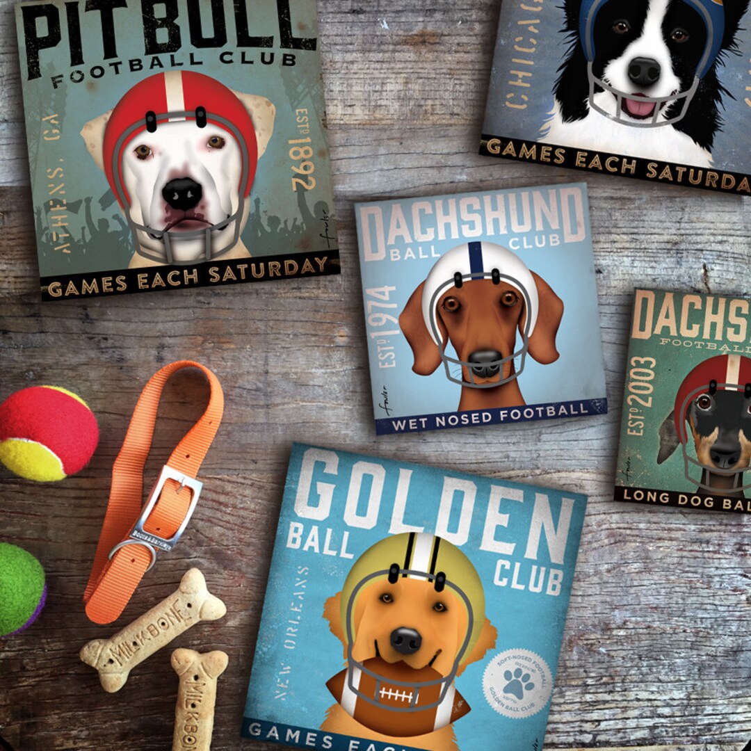 Football Sports Dog Dog Art Dog Lover Sports Fan Custom - Etsy