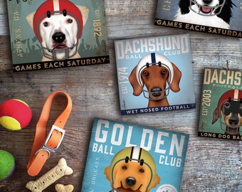 Football Sports Dog Dog Art Dog Lover Sports Fan Custom - Etsy