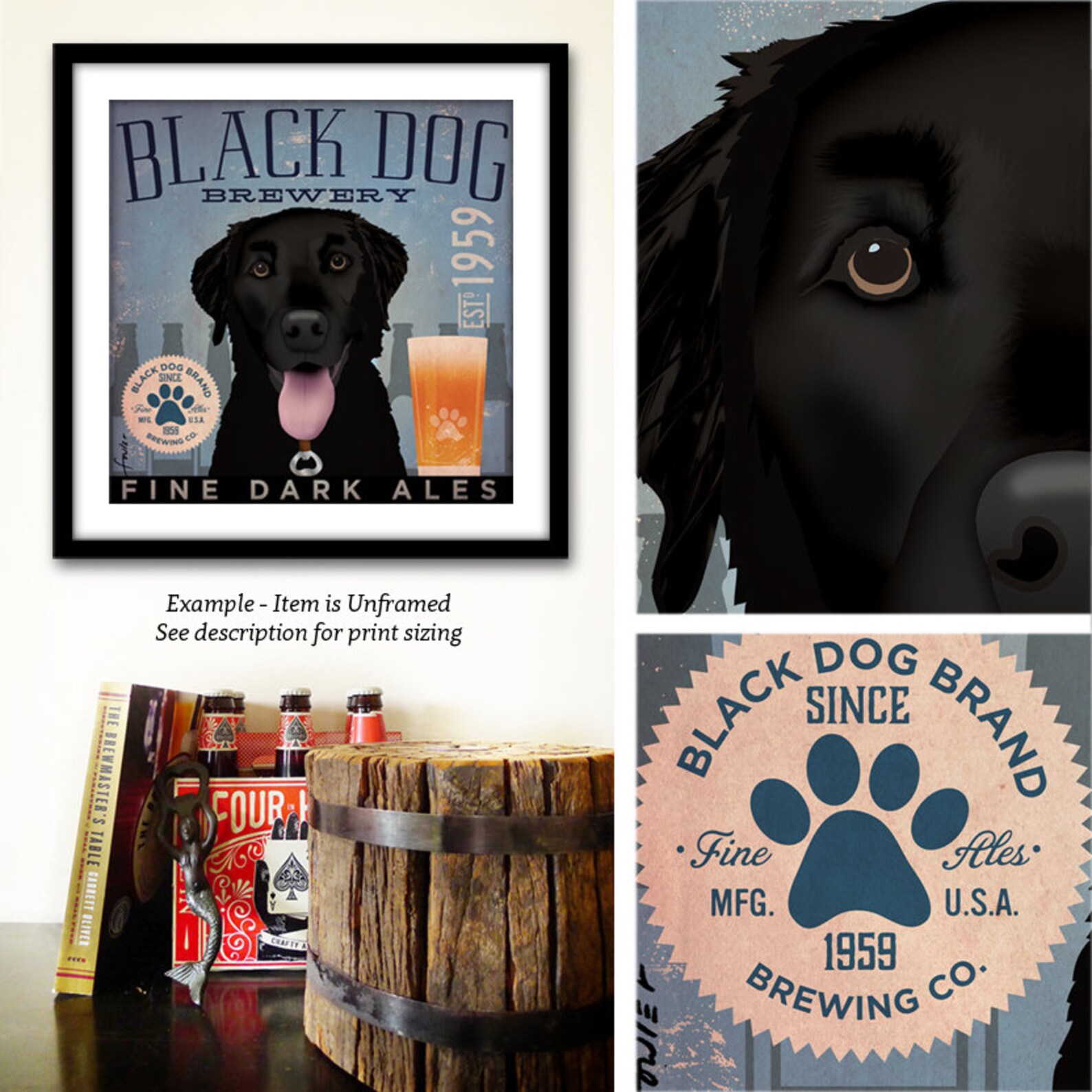 BLACK Dog Brewing Beer Lab, Labrador Company Artwork Illustration ...