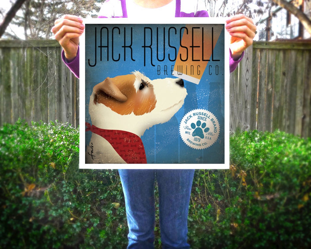 Jack Russell Dog Brewing Beer Company Illustration Giclee Archival ...