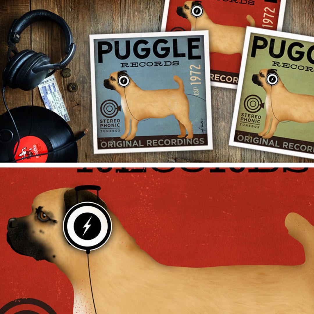 Puggle Dog Records Illustration Graphic Artists Signed Giclee Print by ...
