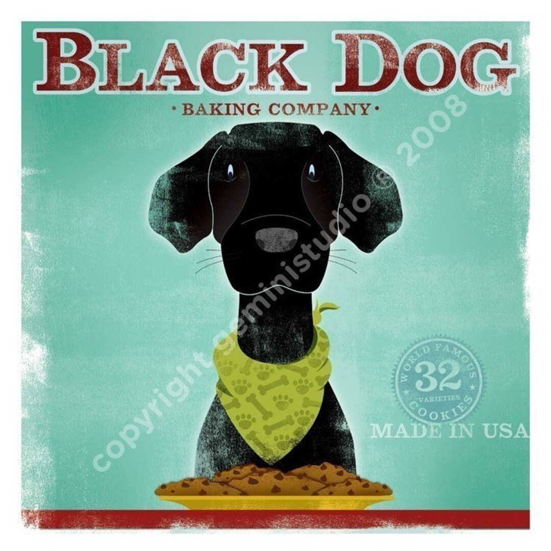 Black Dog Baking Company Labrador Original Graphic Illustration on ...