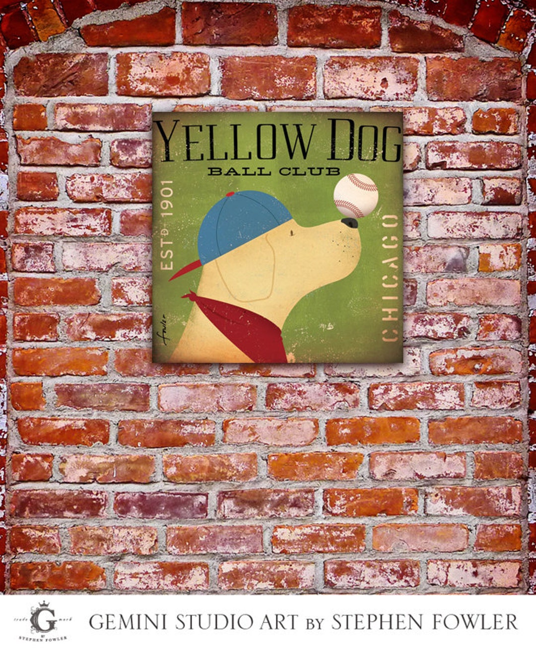 Yellow Dog Labrador Baseball Club Chicago Original Graphic Art - Etsy