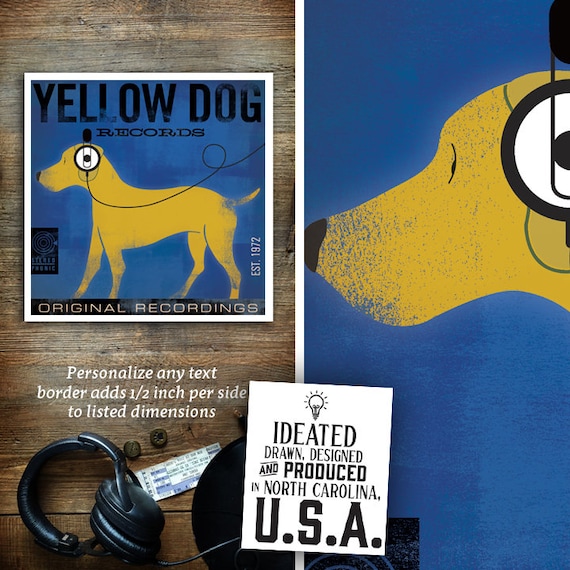 Yellow Dog Labrador Records Original Illustration by Stephen | Etsy