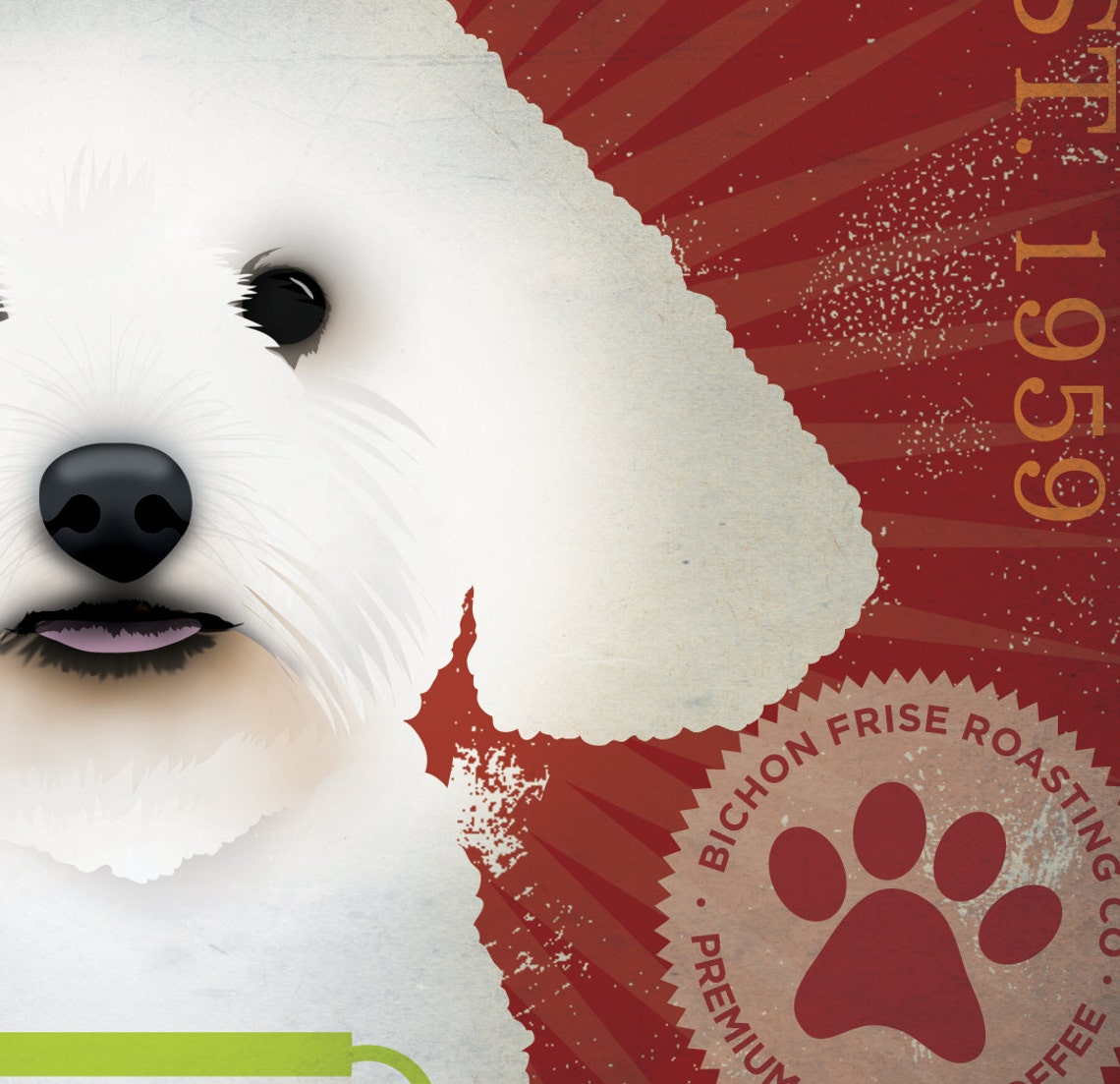 Bichon Frise Coffee Graphic Dog Illlustration by Stephen - Etsy UK