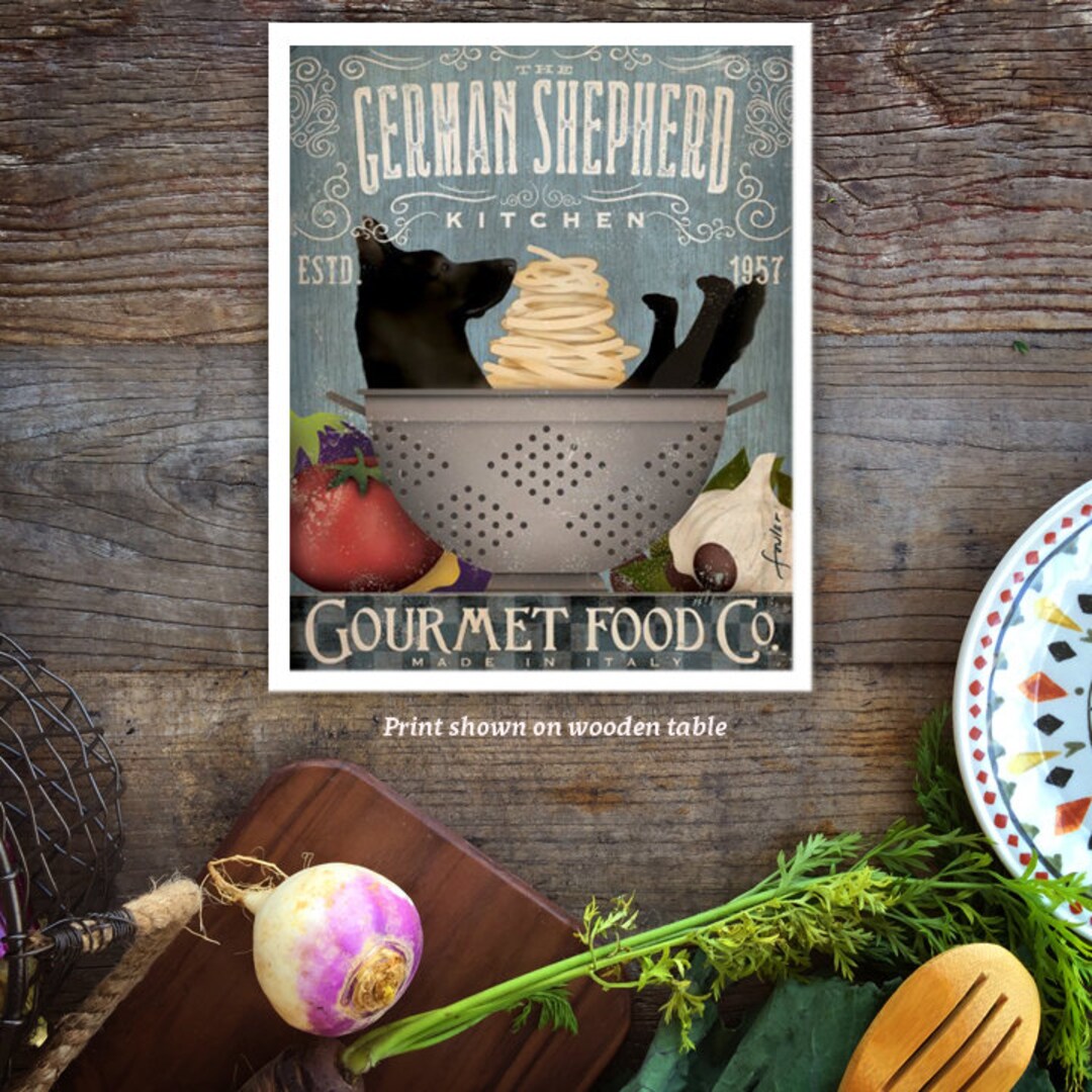German Shepherd Dog Kitchen Artwork Chef Cooking Dog UNFRAMED ...