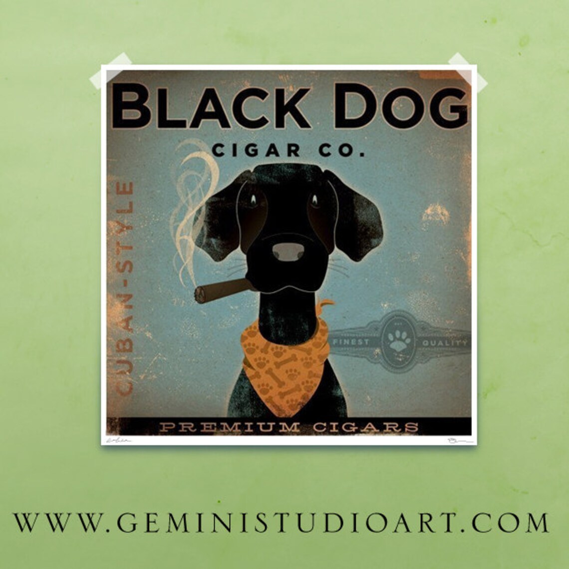Black Dog Cigar Company Vintage Style Dog Artwork Giclee - Etsy