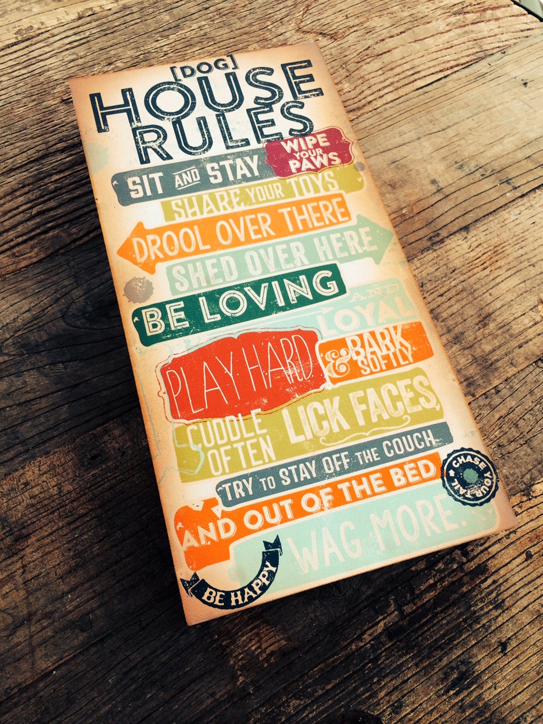 Dog House Rules Family Rules Pet Typography Artwork on Canvas - Etsy