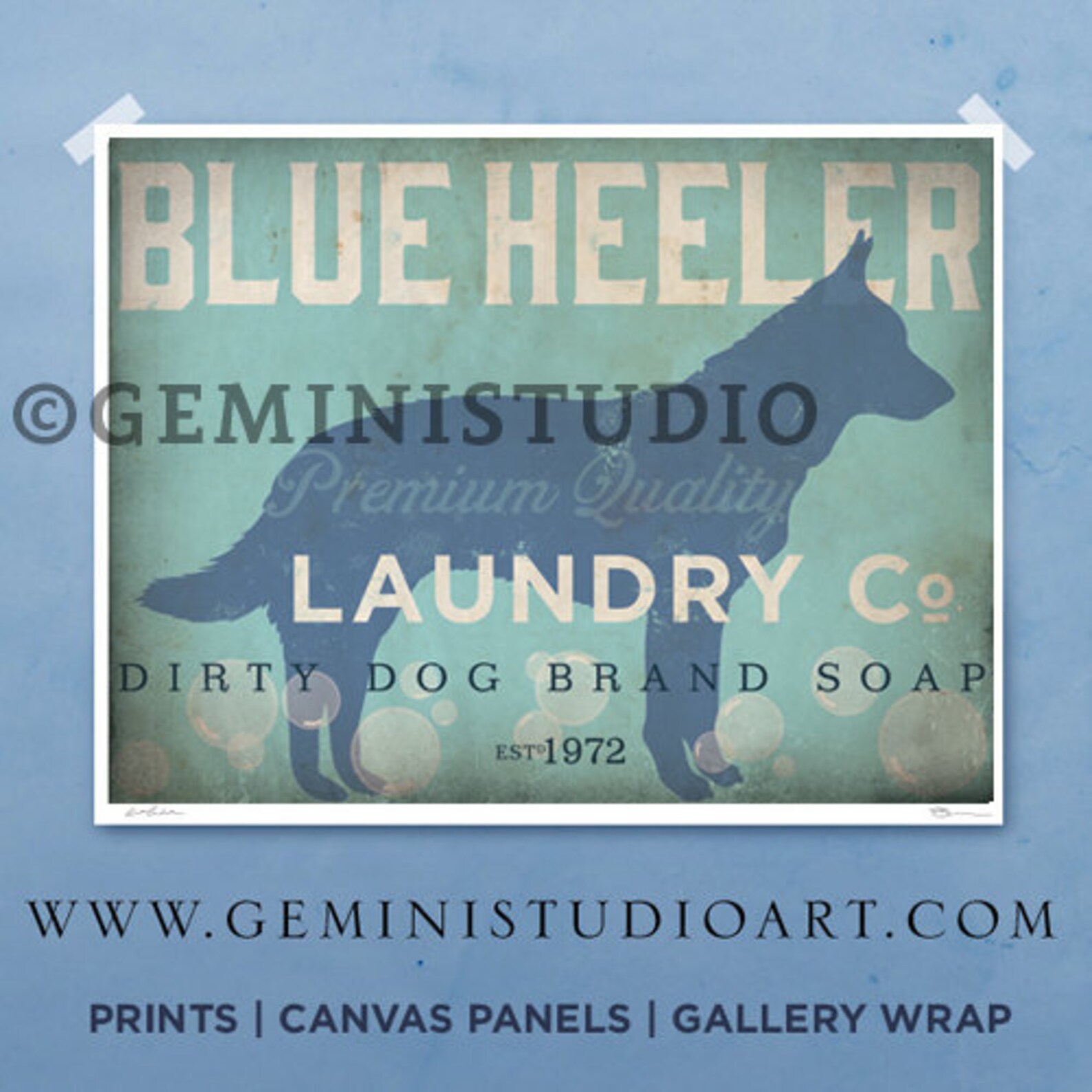 Blue Heeler Australian Cattle Dog Laundry Company Laundry Room Artwork ...