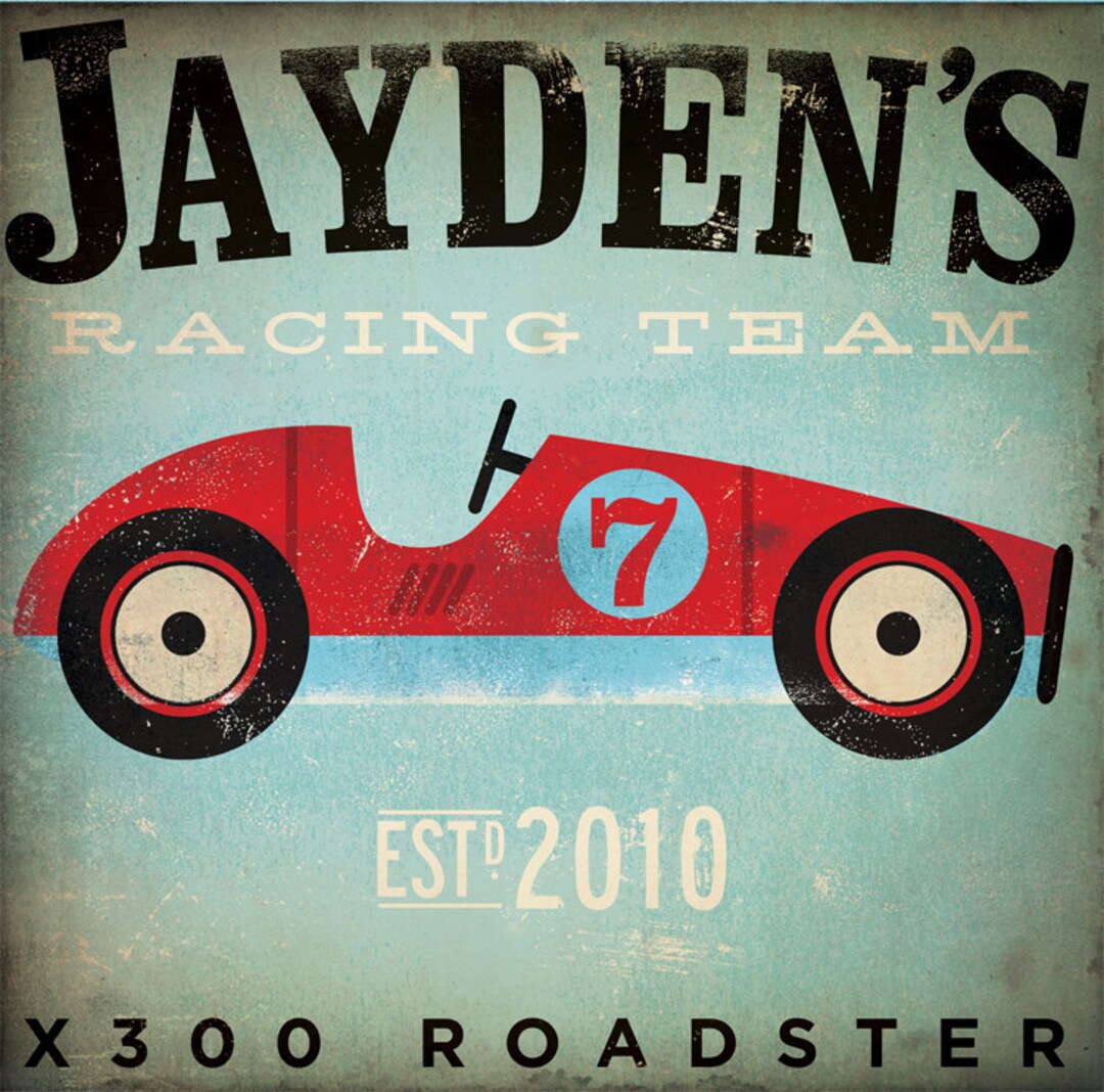 Children's Art Racing Team Race Car Original Illustration - Etsy