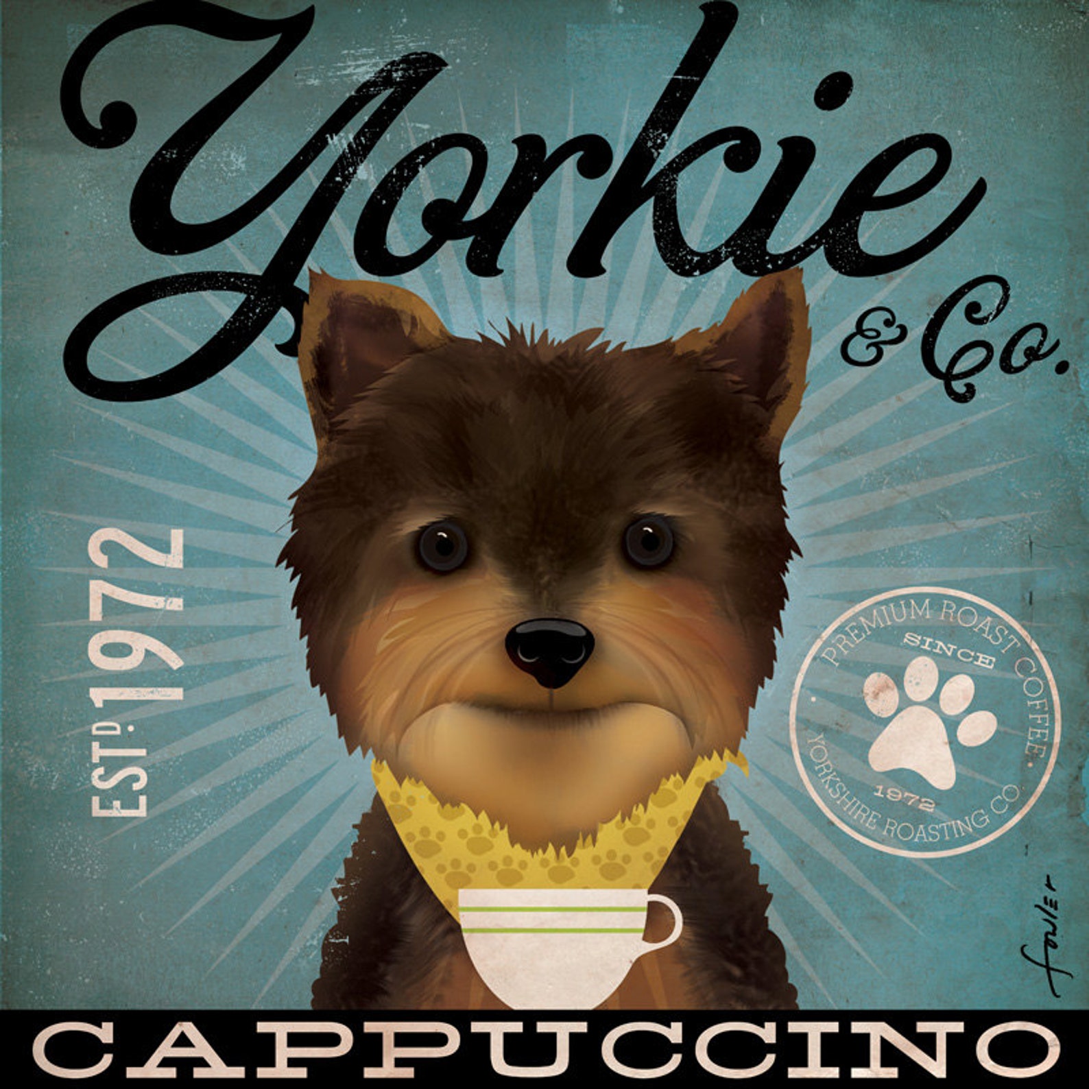 Yorkie Yorkshire Terrier Coffee Cappuccino Original Graphic - Etsy