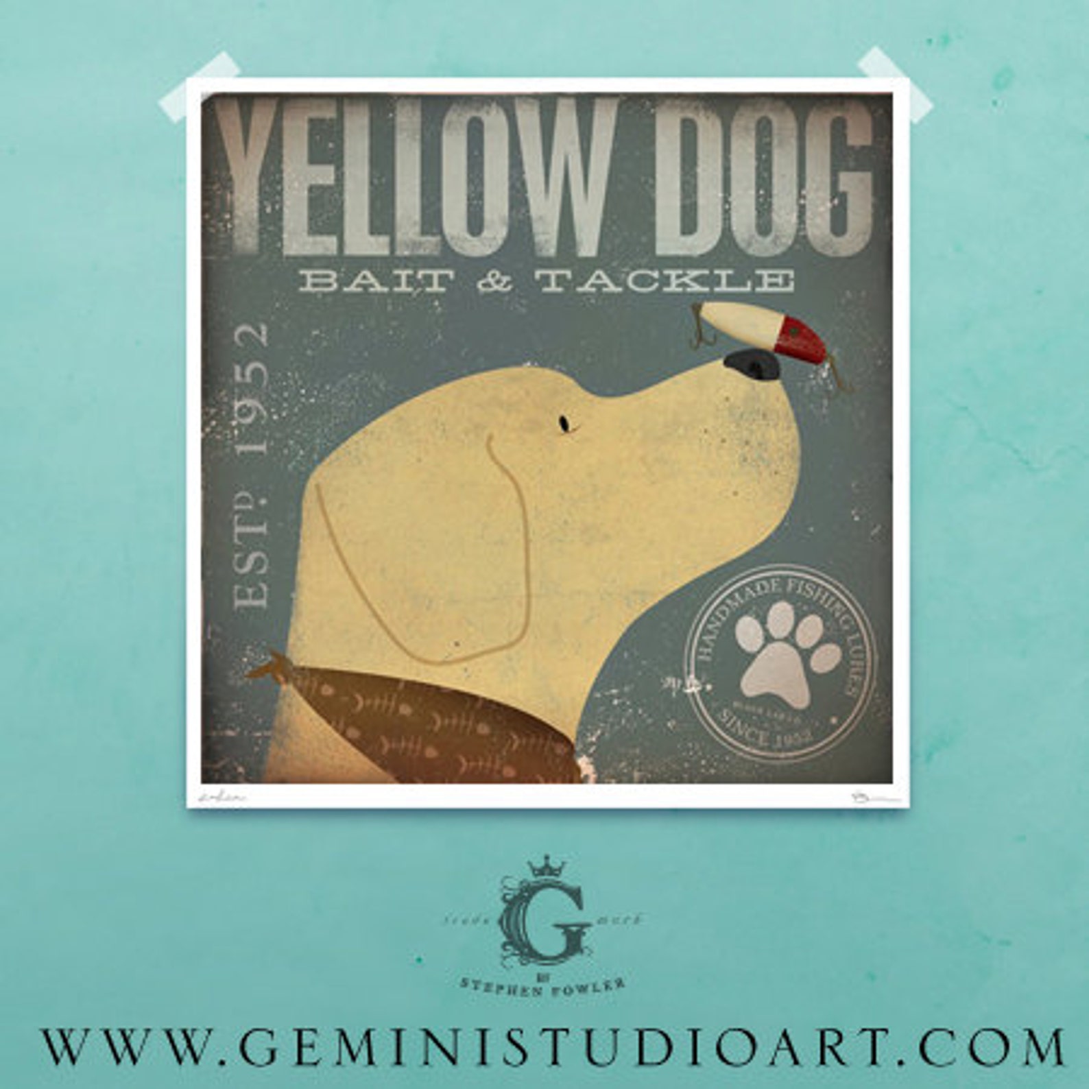 Lab labrador yellow lab fishing lures angler fishing | Etsy