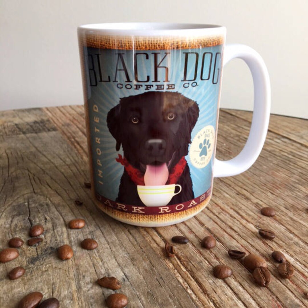 Black Dog Lab Labrador Coffee Company Graphic Art MUG 15 Oz Ceramic ...