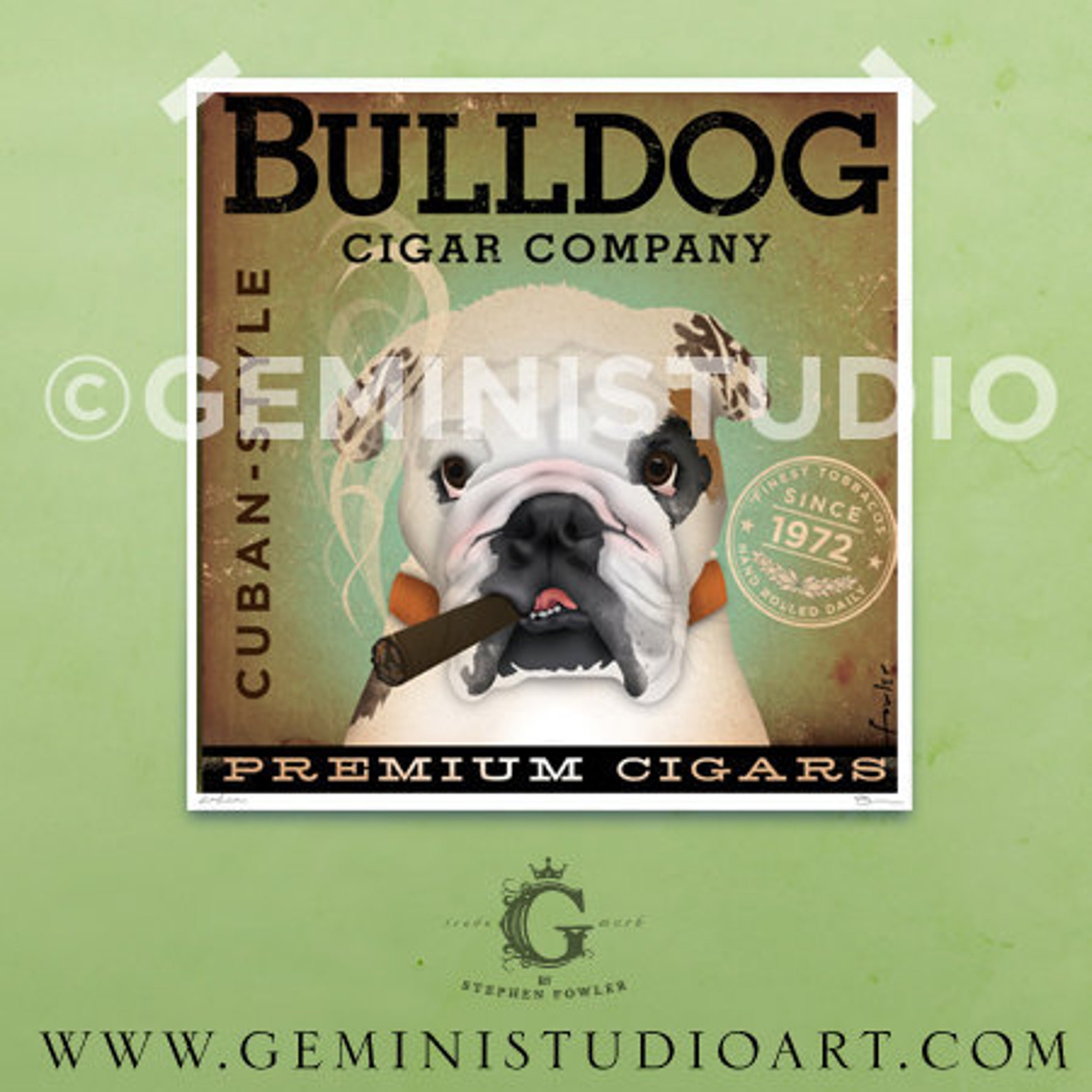 English Bulldog Cigar Company Original Graphic Illustration - Etsy