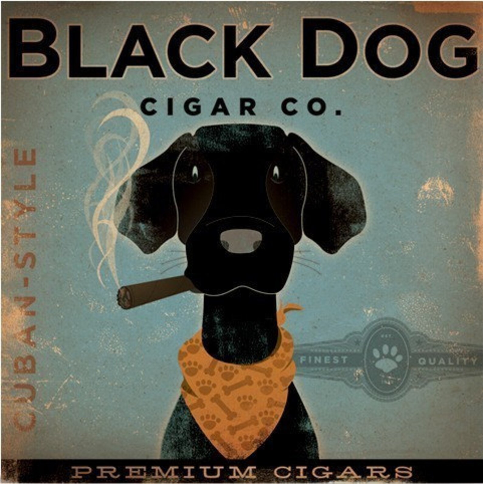 Black Dog Cigar Company Vintage Style Dog Artwork Giclee Archival Print ...