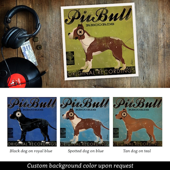 Pit Bull Dog Pitbull Records Album Art Vintage Style Dog | Etsy