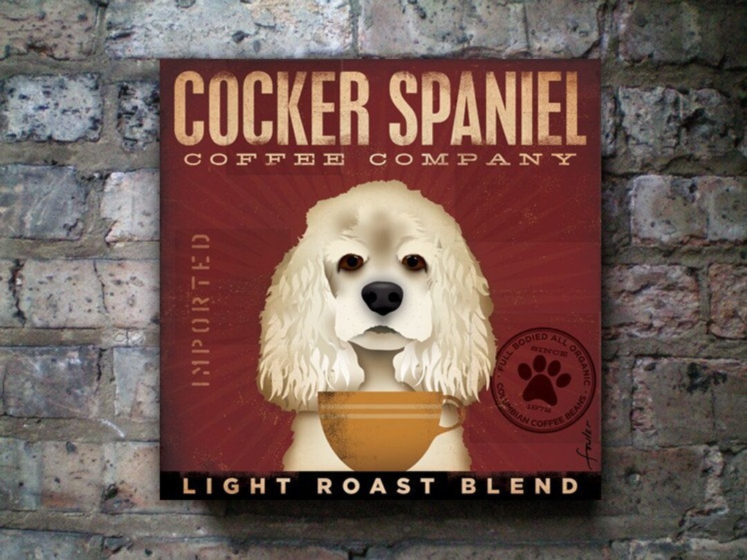 Cocker Spaniel Coffee Company Original Graphic Art on Gallery Wrapped ...