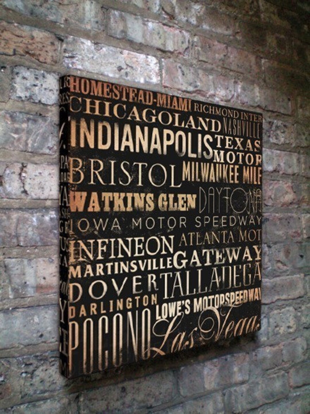 NASCAR Race Tracks Typography Graphic Word Art on Canvas by Stephen ...