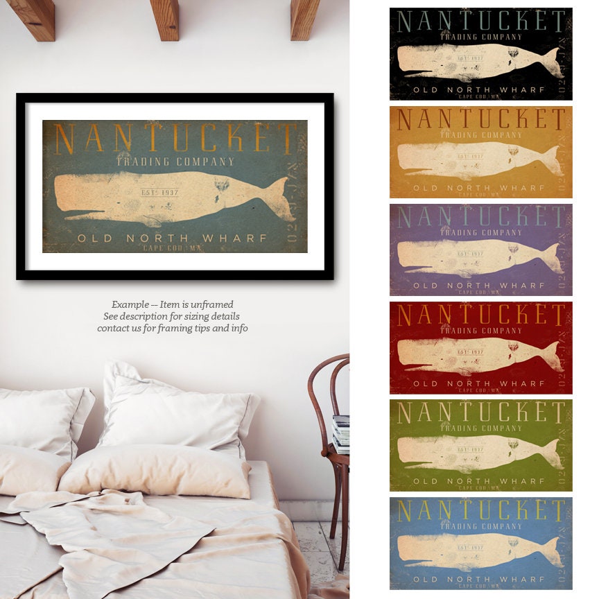 Nantucket Whale Trading Company Nautical Graphic Art Signed Artists ...