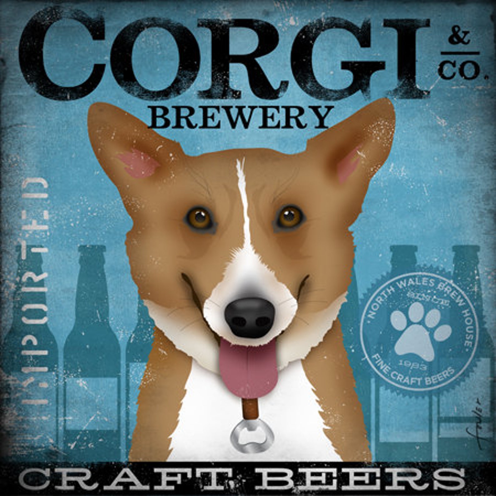 Welsh Corgi Brewing Beer Company Graphic Illustration on Gallery ...