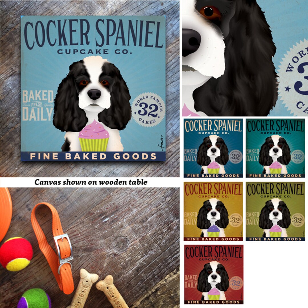 Cocker Spaniel Dog Cupcake Company Graphic Art on Gallery Wrapped ...