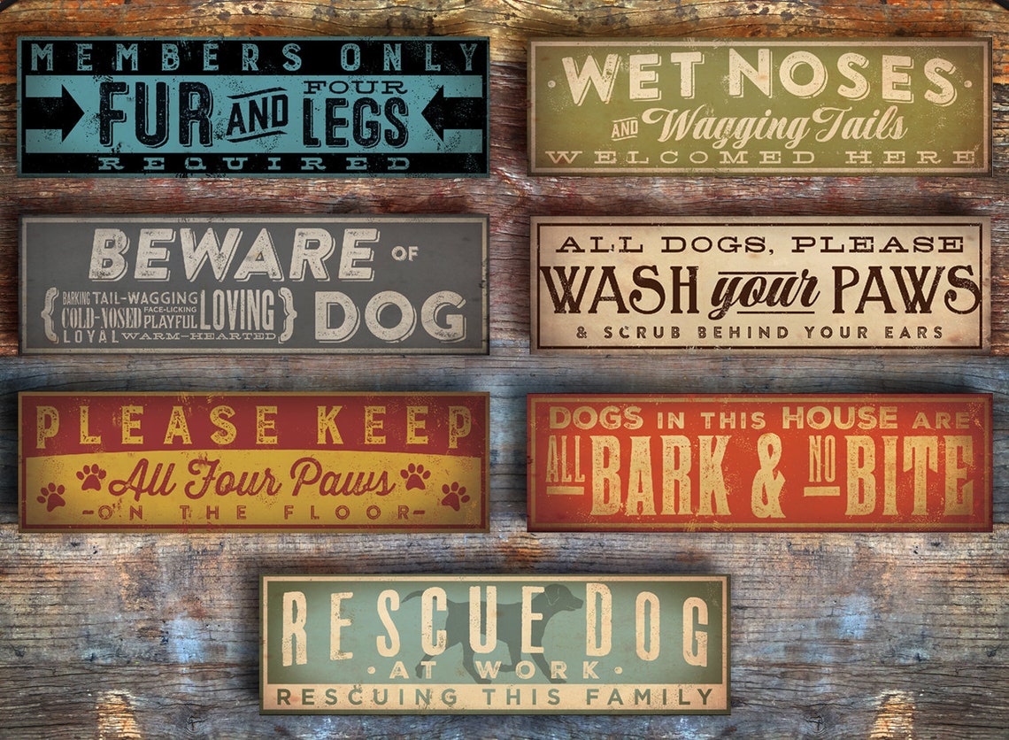 Dogs Sign Signage Wash Your Paws Graphic Art Typography | Etsy