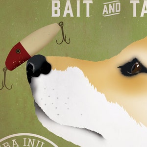 Shiba Inu Bait and Tackle Dog Fishing Company Illustration Giclee ...