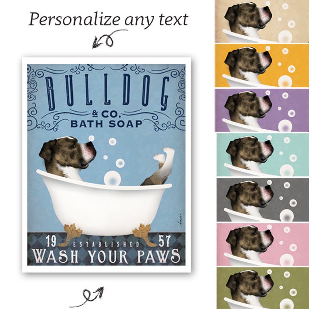 American Bulldog, Dog, Bath, Bath Decor, Bathtub Art, Poster, Unframed ...