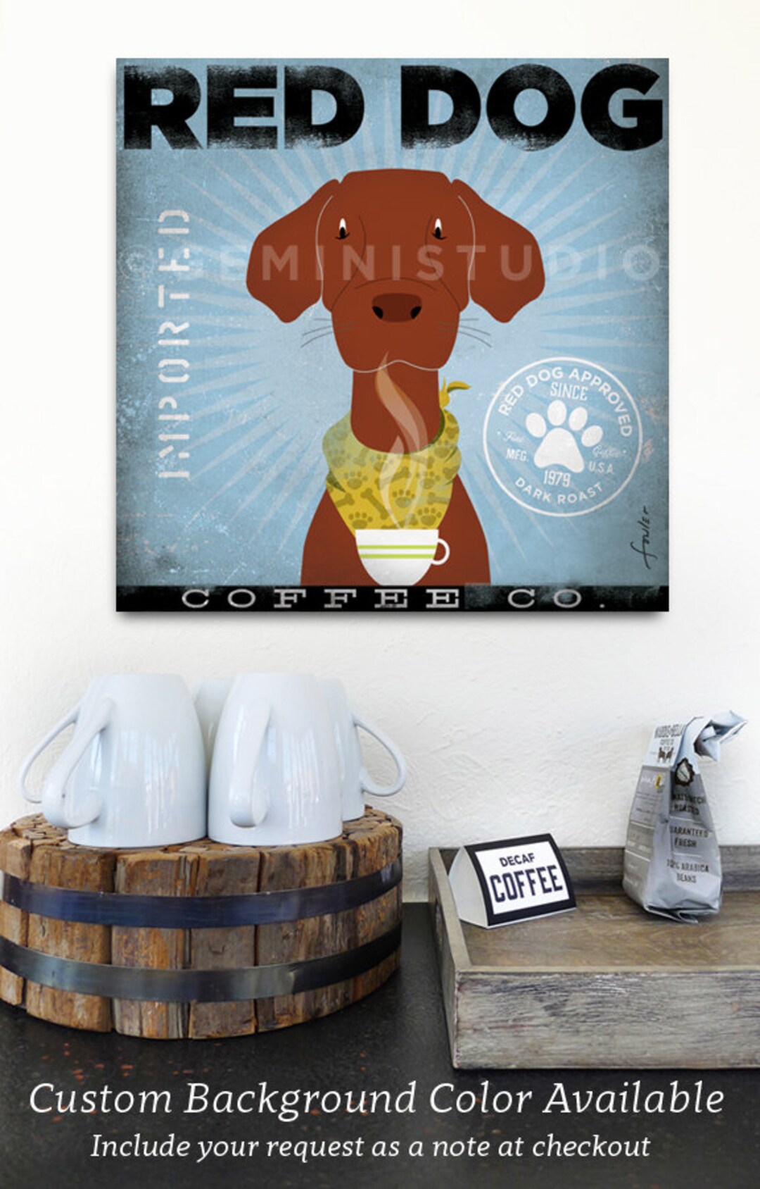 RED DOG Coffee Company Advertising Style Artwork on Gallery Wrapped ...
