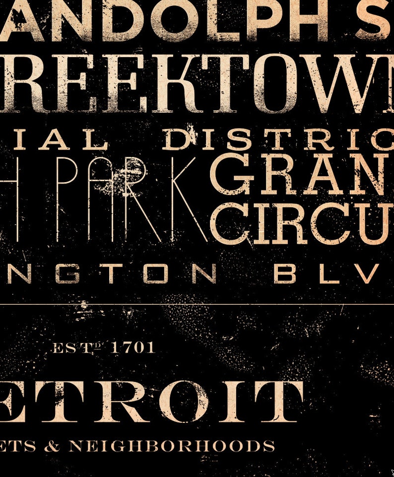 Detroit Michigan Neighborhoods Typography Graphic Art on - Etsy