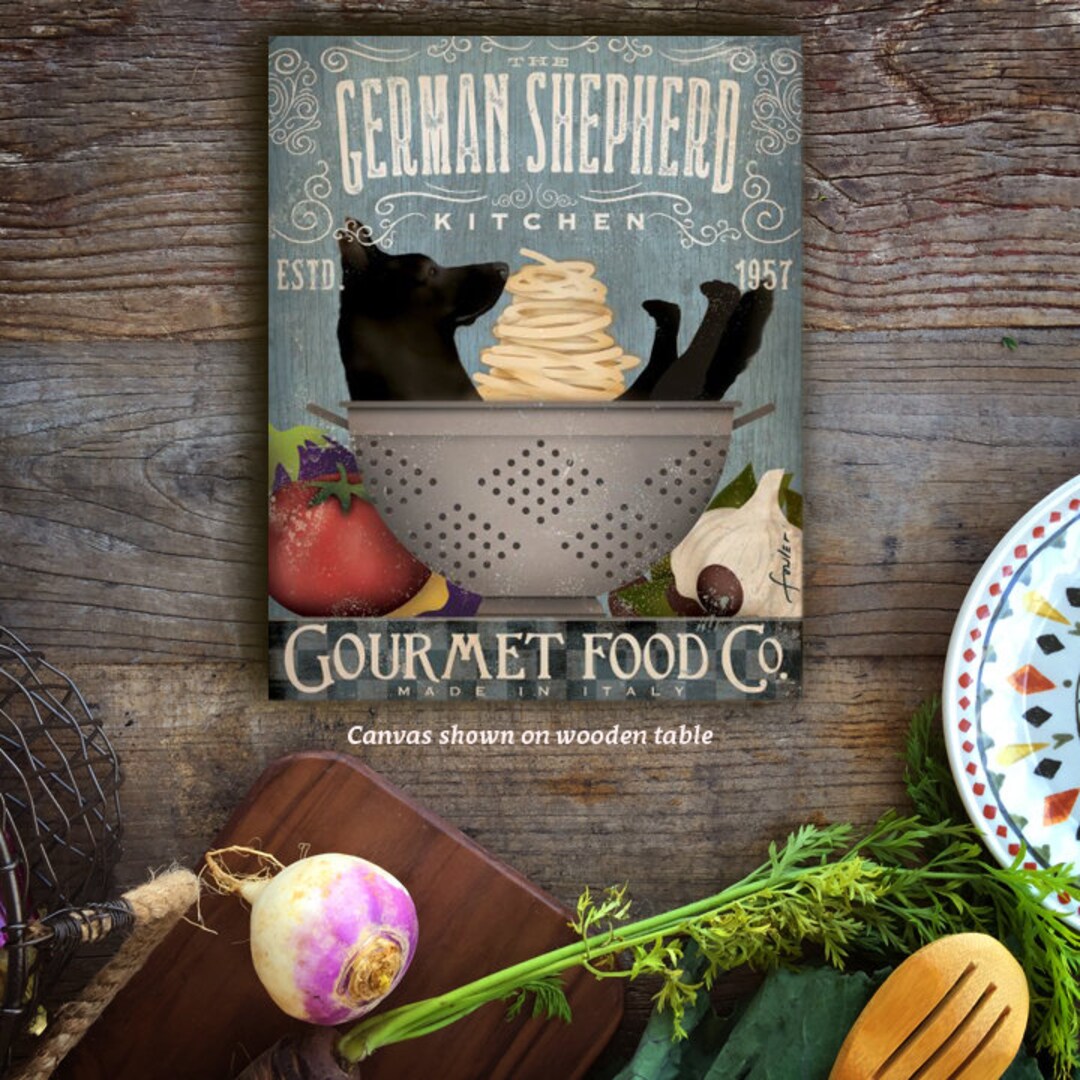 German Shepherd Dog Kitchen Artwork on Gallery Wrapped Canvas OR Canvas ...