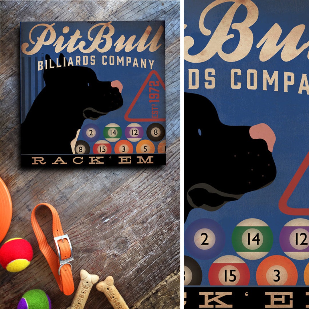 Pitbull Pit Bull Bully Dog Billiards Man Cave Pool Game Room Wall Art ...