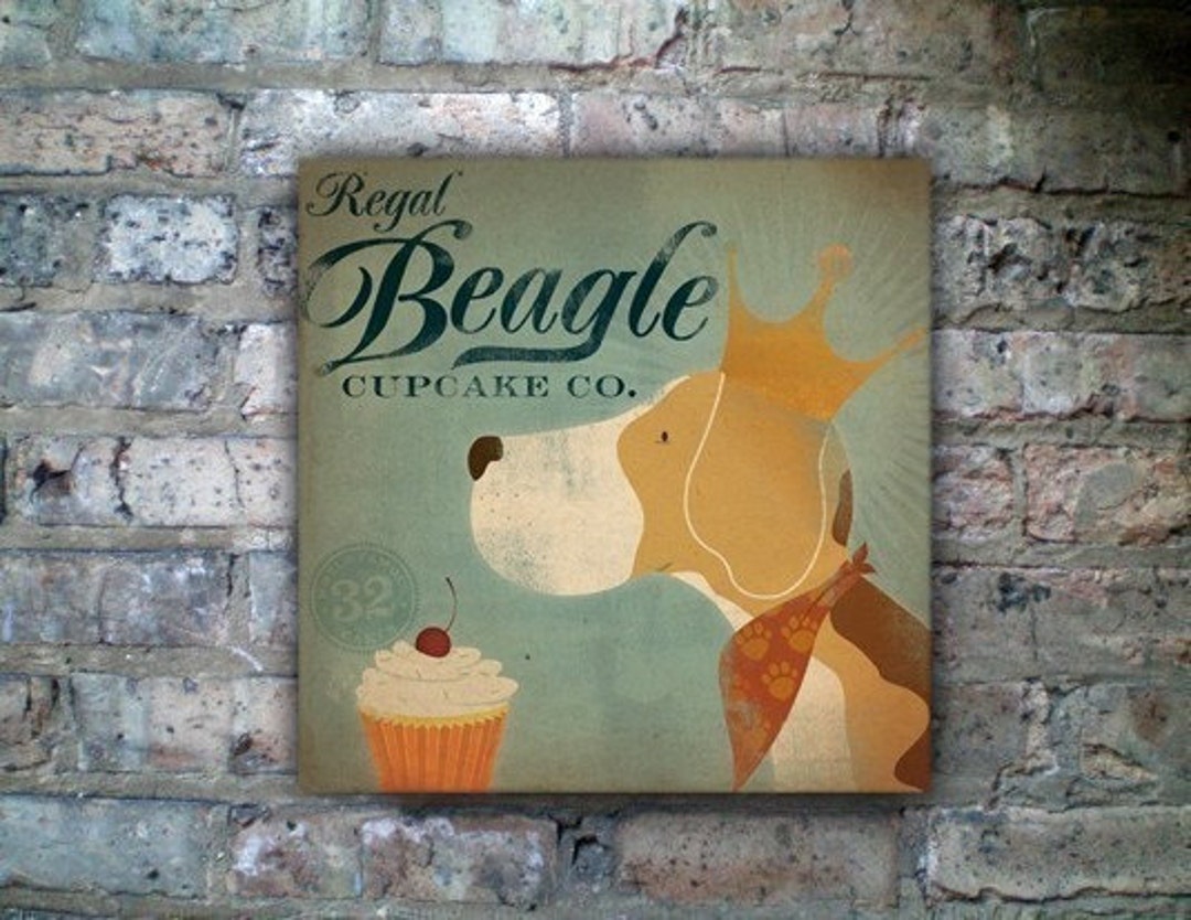 Regal, Beagle, Dog, Cupcake, Crown, Art, Decor, Artwork, CANVAS - Etsy