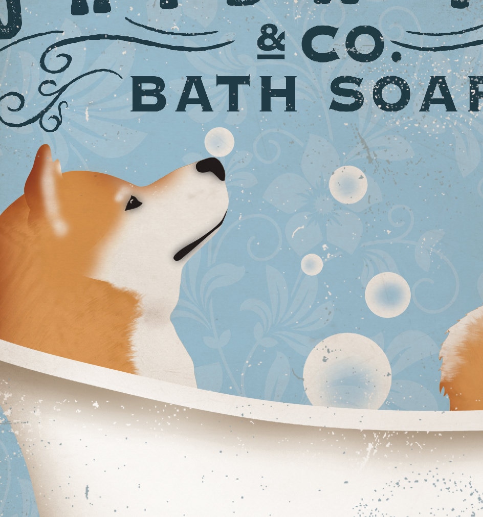 Shiba Inu Bath Soap Company Dog Artwork on Gallery Wrapped | Etsy