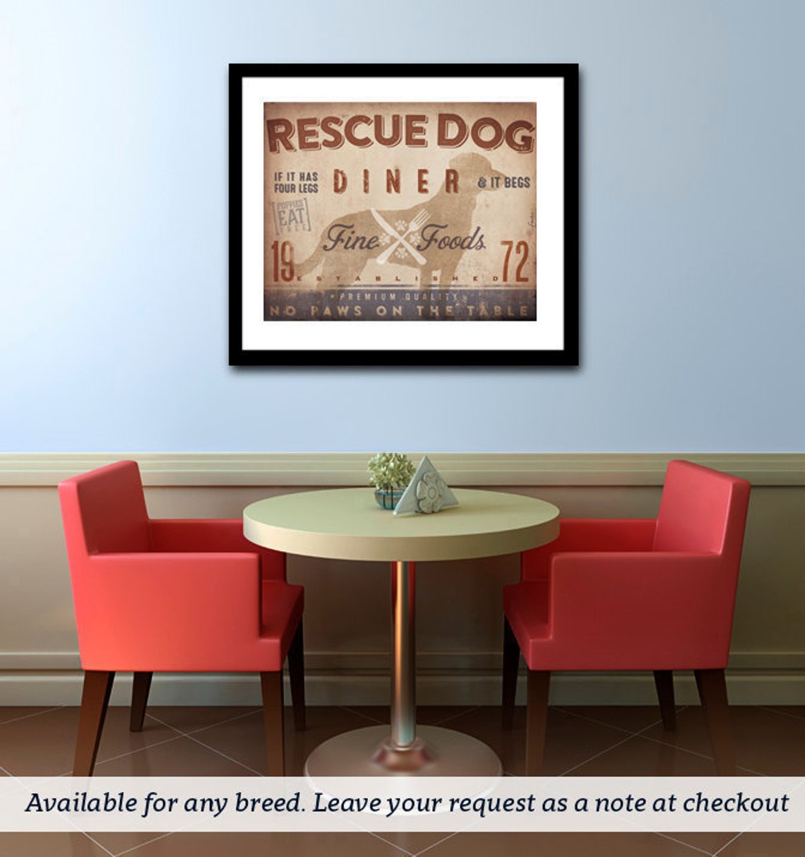 Rescue Dog Diner Kitchen Chef Dog Illustration Artwork | Etsy